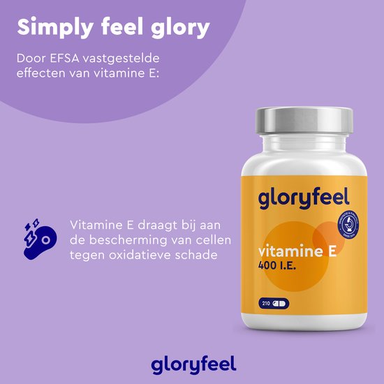gloryfeel - Vitamine E 210 capsules - 400 IE bioactieve vitamine E per ...