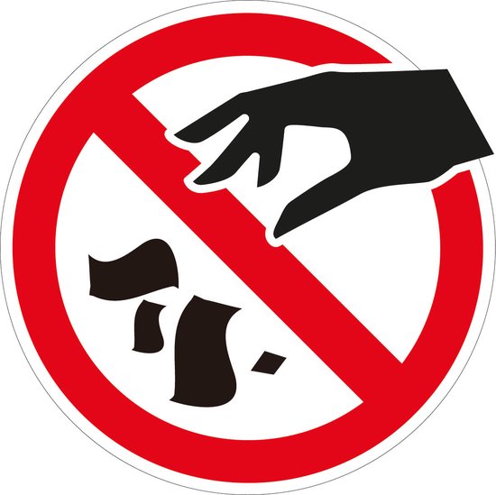 15 Stickers van 5 cm | Verboden vuil weg te gooien Ronde sticker | bol