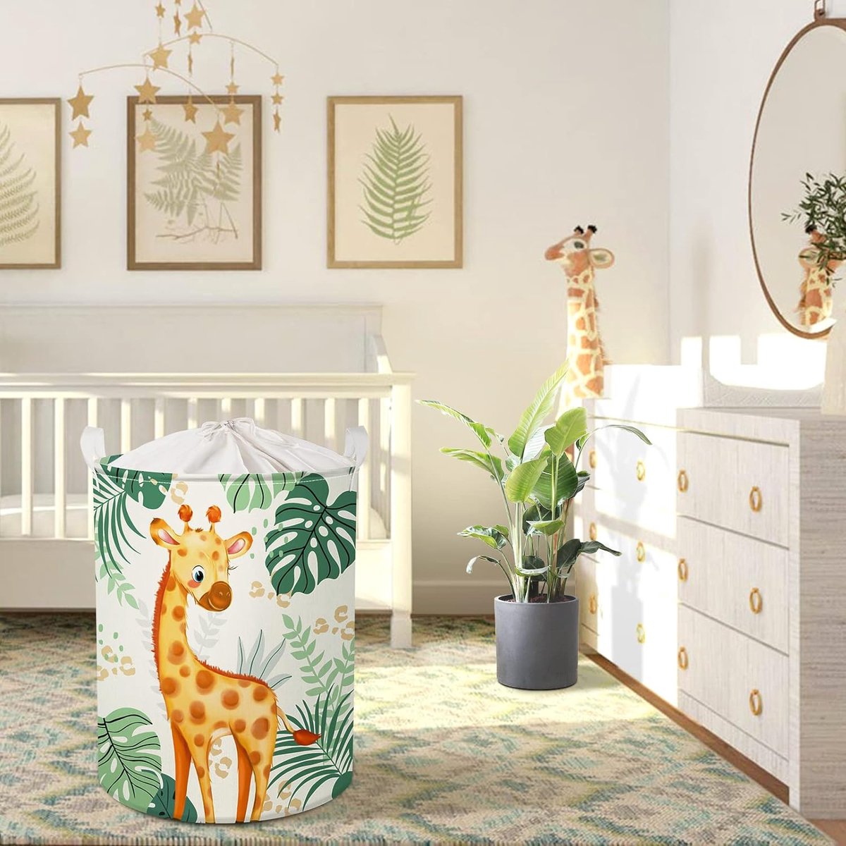 45L Schattige Groene Wasmand Baby met Giraffe , Vogels - Bosdieren ...