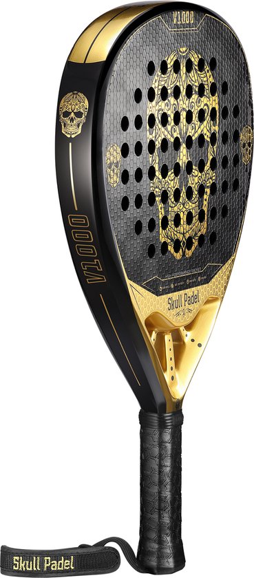 Skull Padel V1000 Goud - Padel Racket - Goud Zwart - Diamand - 18K ...