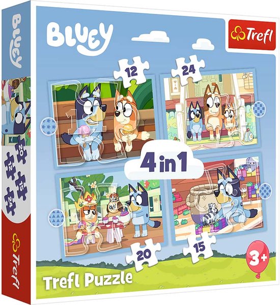 Trefl Trefl - Puzzles - 4in1 (12, 15, 20, 24)" - Bluey and his world ...