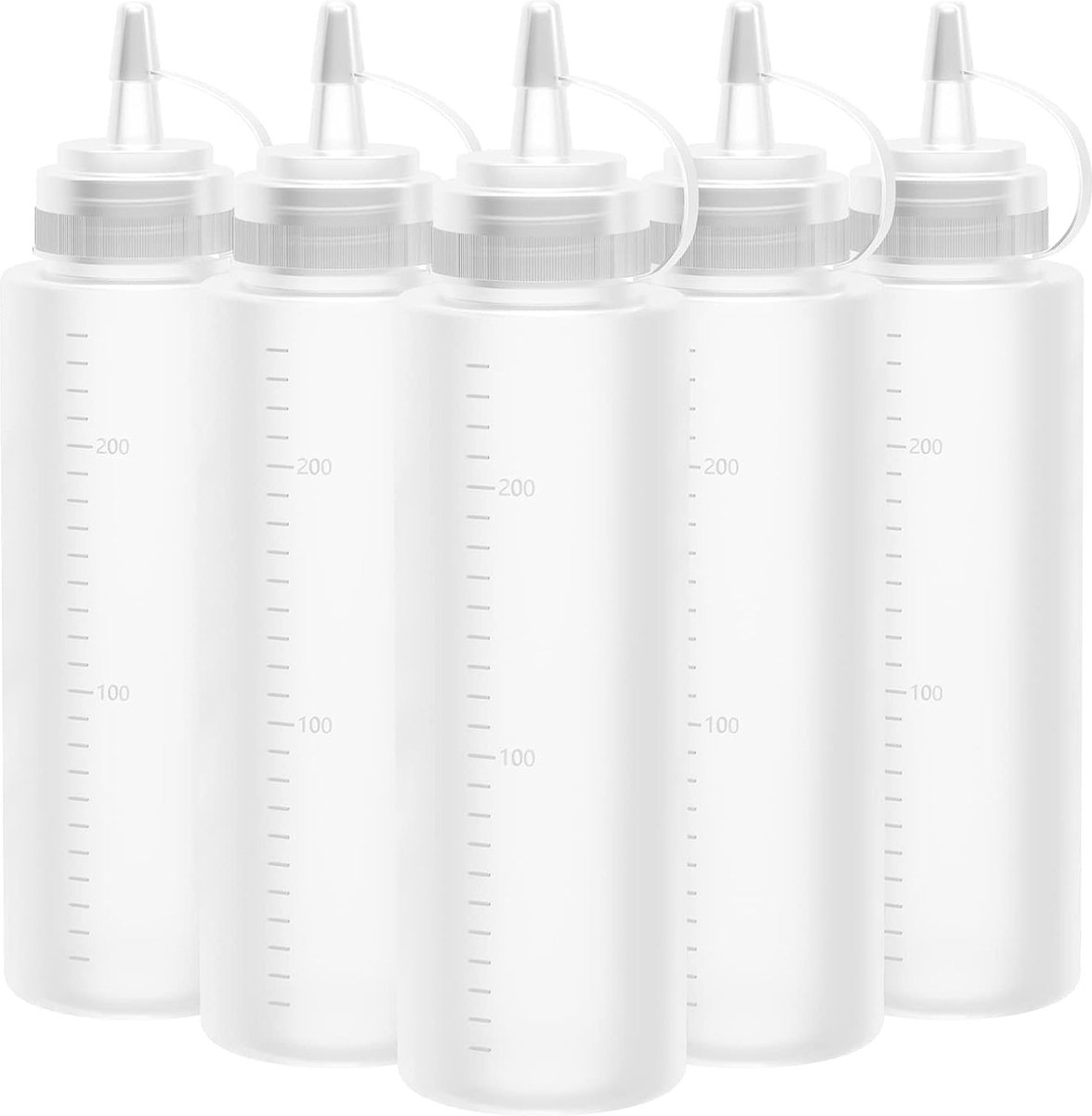Squeeze fles, 5 stuks, 250 ml, plastic knijpfles met doppen, BPA-vrij ...