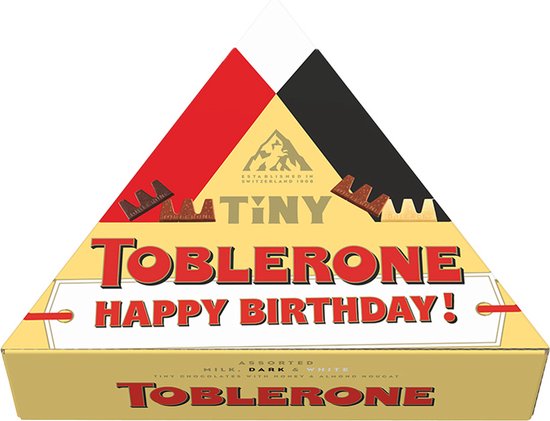 Toblerone chocolade geschenkdoos met opschrift "Happy Birthday ...