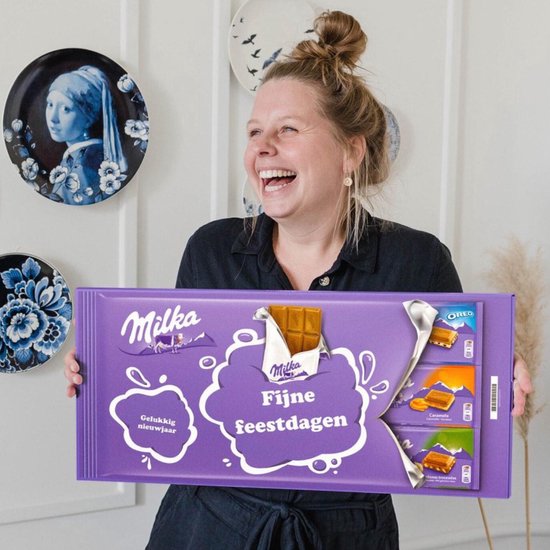 "Fijne Feestdagen" - Mega Milka 900 gram - Chocoladereep Cadeau ...
