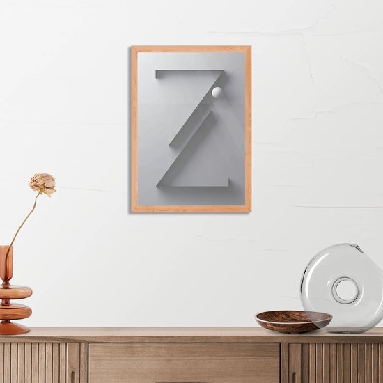 Poster Letter Z Rechthoek Verticaal Met Lijst XL (50 X 70 CM) - Hout ...