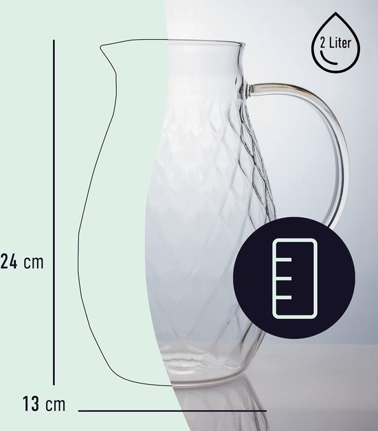 Karaf van borosilicaatglas met deksel - Glazen karaf met uniek ...