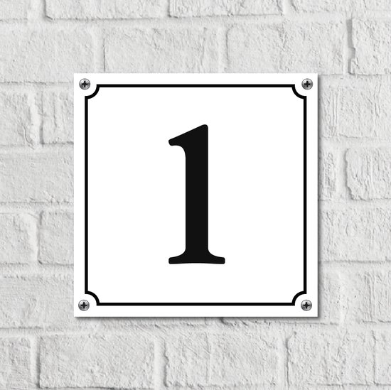 Huisnummerbord Wit Dibond Deluxe - Nummer 1 - incl. bevestiging ...
