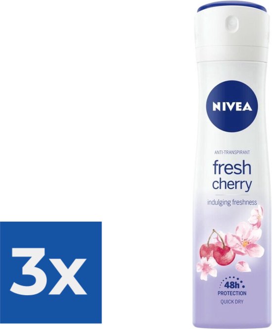 Nivea Anti-transpirant Fresh Cherry 150 ml - Voordeelverpakking 3 stuks | bol