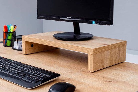 Furni24 Houten monitorstandaard, verhogingsstandaard (50x27x10,5h ...