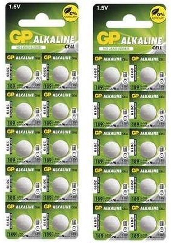 20 Stuks (2 Blisters a 10st) - GP G10 / LR54 / 189 / AG10 Alkaline knoopcel batterij | bol.com
