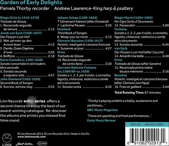 Pamela Thorby & Andrew Lawrence-King - Garden Of Early Delights (CD ...