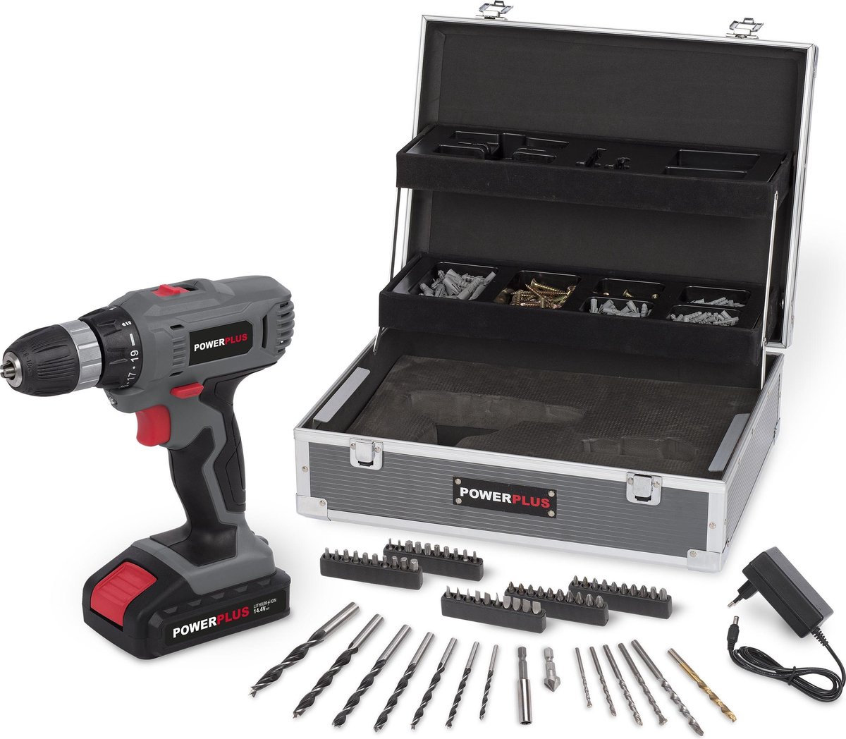 Powerplus POWE00064 Accuboormachine - 14.4V - met 306 delige toolbox ...