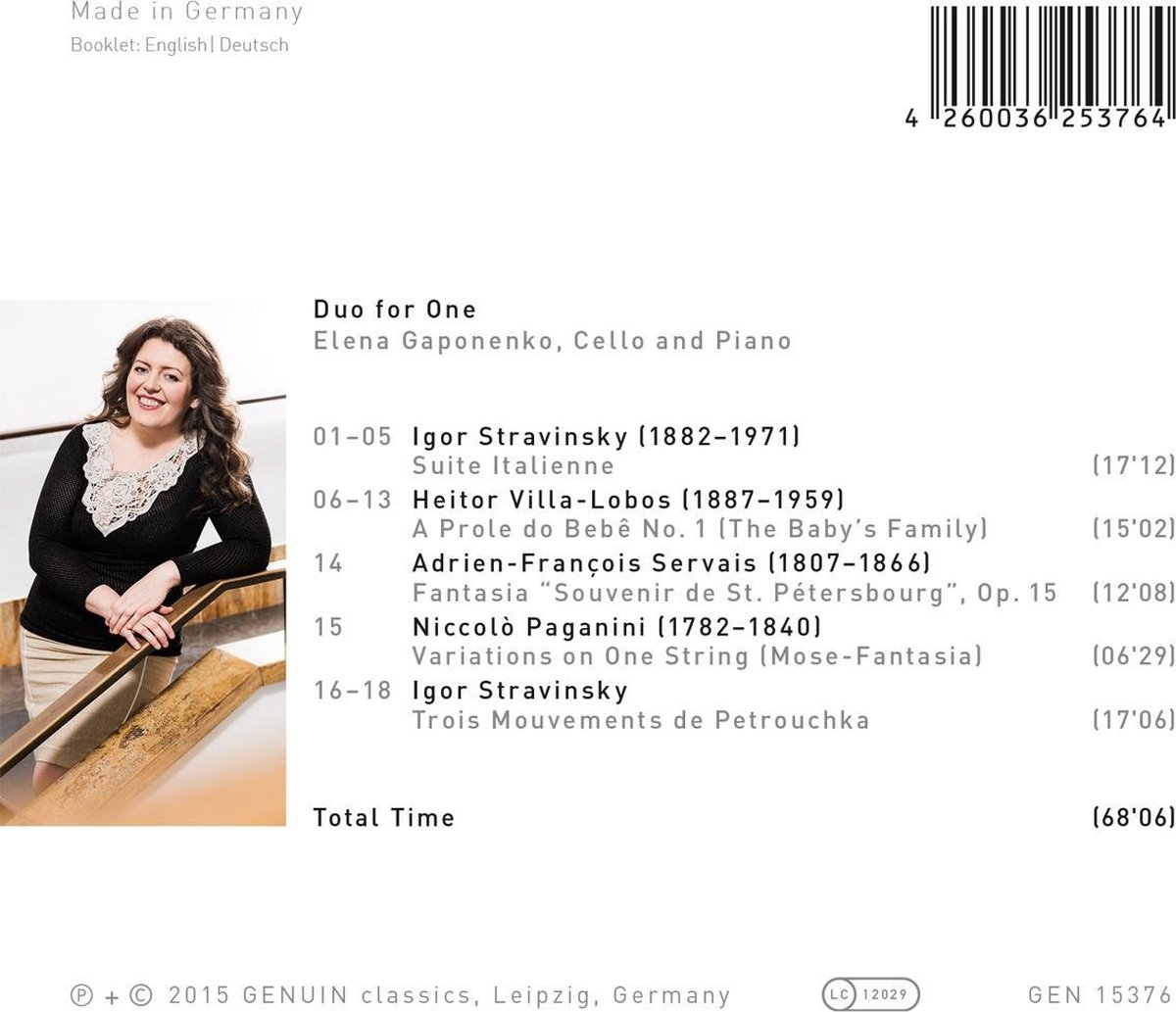 Duo For One, Elena Gaponenko | CD (album) | Muziek | bol.com