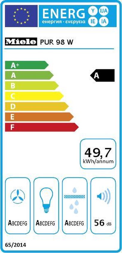 Miele PUR 98 W Wandmontage 650m³/uur A Roestvrijstaal | bol