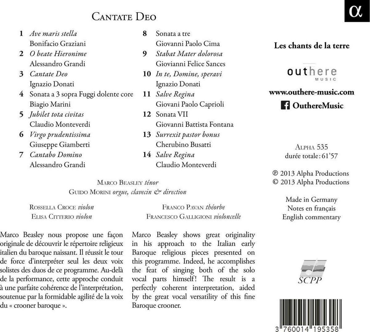 Cantate Deo (A Due Tenori), Guido Morini | CD (album) | Muziek | bol.com