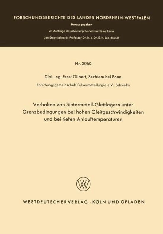 Verhalten Von Sintermetall-Gleitlagern Unter Grenzbedingungen Bei Hohen ...