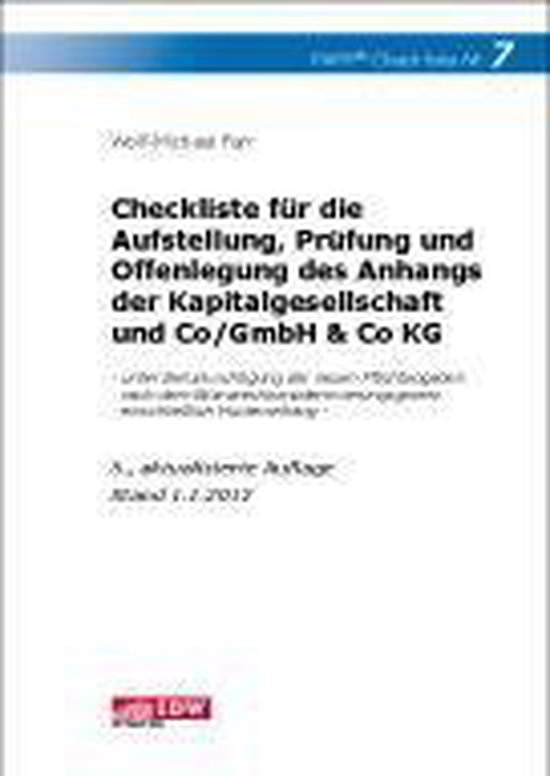 Checkliste für die Aufstellung, Prüfung und Offenlegung des Anhangs der... | bol.com