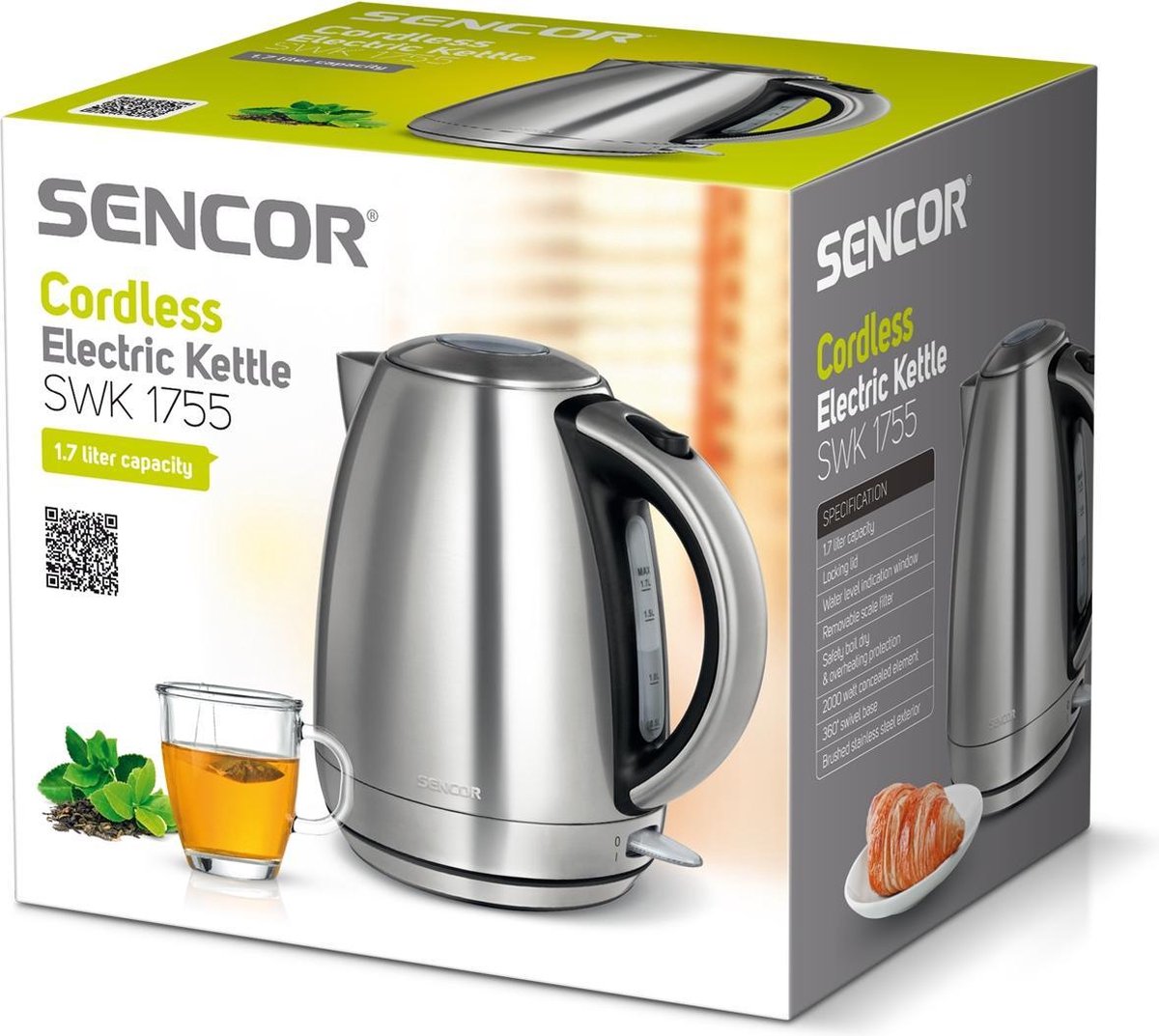 SENCOR SWK 1755 - Waterkoker - 1,7L - RVS | bol.com