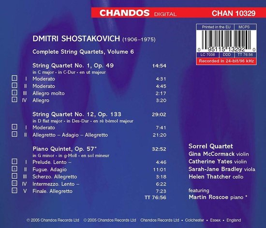 Complete String Quartets Vol 6, Sorrel Quartet | CD (album) | Muziek ...