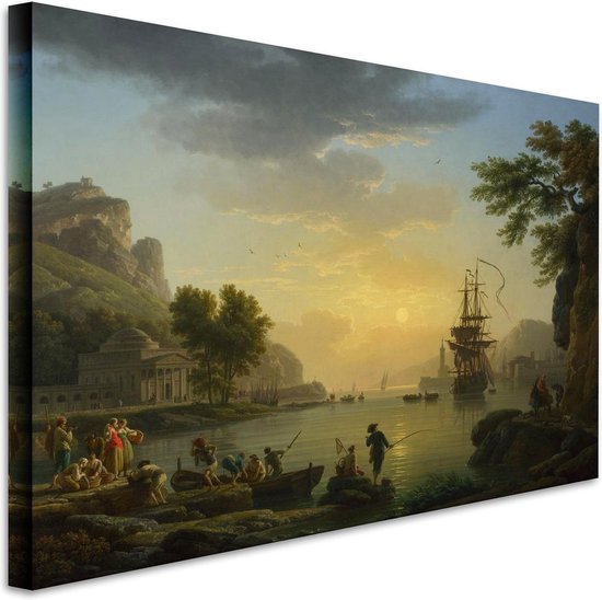 Claude Joseph Vernet : A Landscape at Sunset (1773) Canvas Print | bol.com