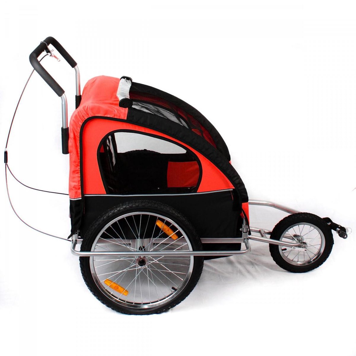 Geveerde fietskar met buggy functie Rood / Zwart | bol.com