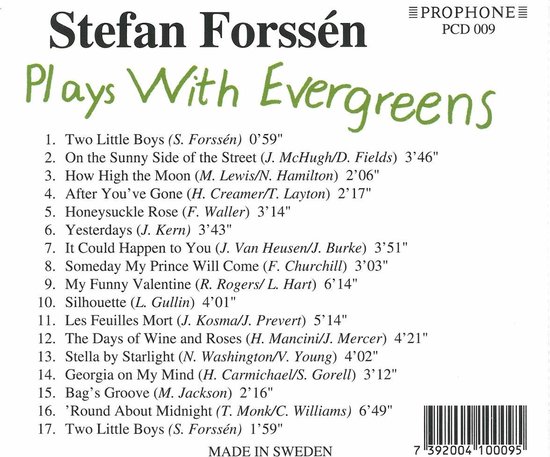 Stefan Forssen - Plays With Evergreens (CD), Stefan Forssen | Muziek | bol