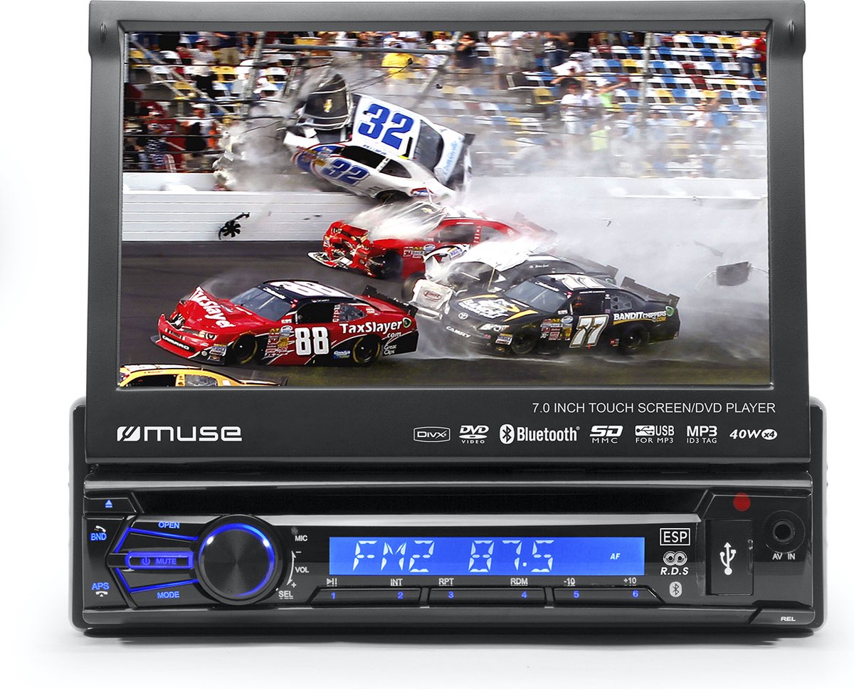 Muse M-728DR - Autoradio - Écran pliant - Bluetooth - DVD - USB - Zwart ...