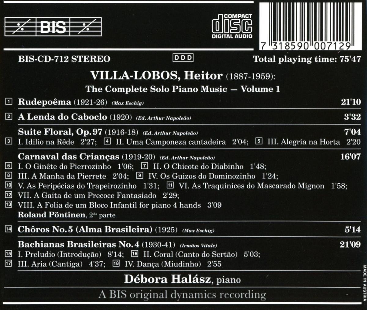 Débora Halász - Villa-Lobos: Complete Piano Music Vol.1 (CD), Debora ...