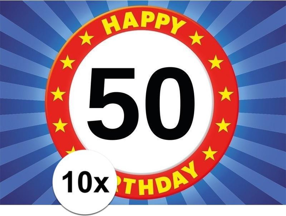 10x 50 jaar leeftijd stickers verkeersbord 7,5 x 10,5 cm - 50 jaar ...