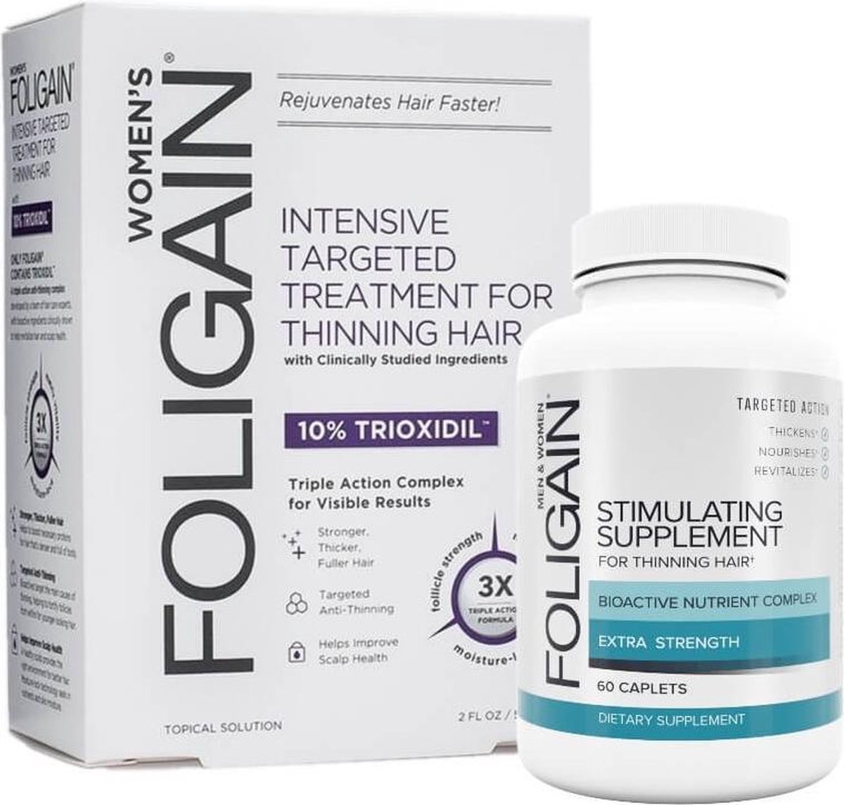 bol.com | Foligain Anti-Haaruitval Lotion & Haargroei Supplement Set Vrouw