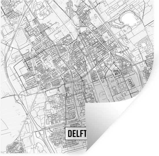 Muurstickers - Stadskaart Delft - 30x30 cm - Plakfolie - Plattegrond ...