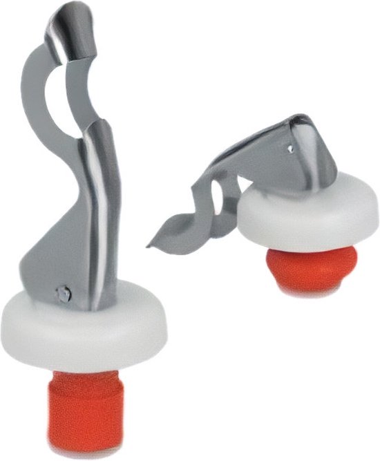 Metaltex - 2 x Flessendop - Inclusief flesopener - RVS - Rood ...