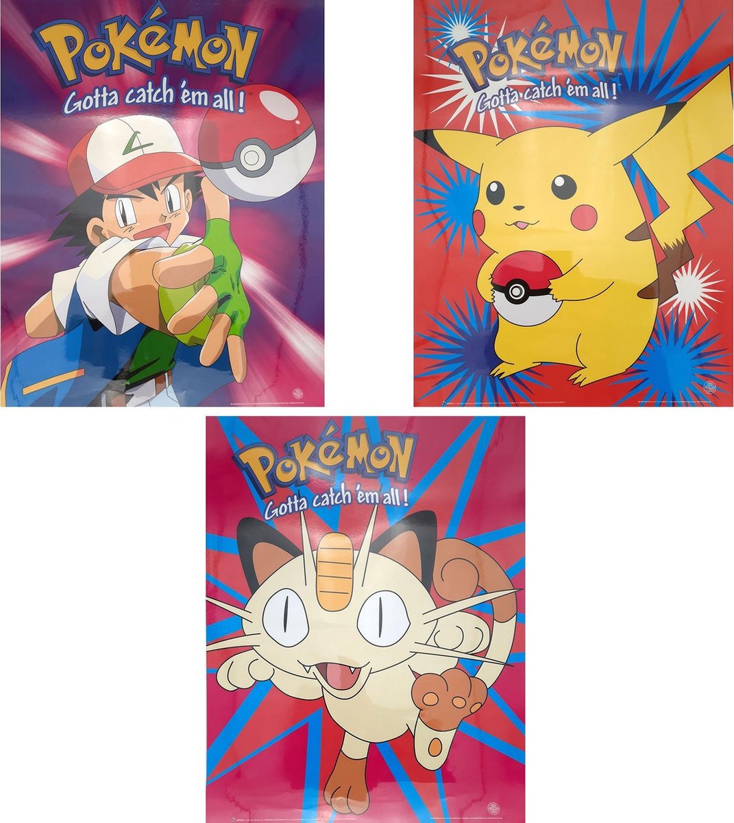 Set de Posters' affiches Pokemon - 3 affiches (50x40 cm) - Plastifiées ...
