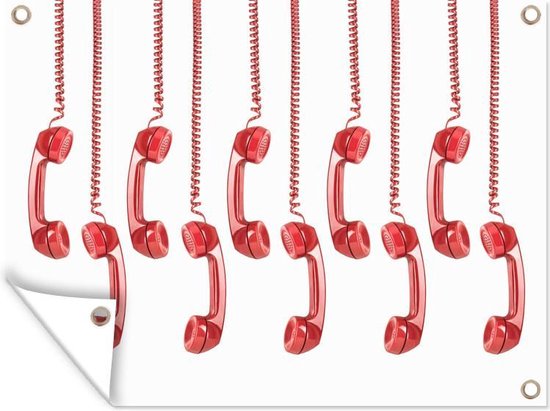 Tuin decoratie Tien hoorns van retro rode telefoons - 40x30 cm | bol.com