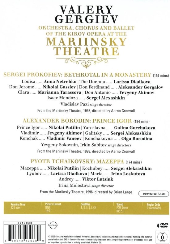 Kirov Opera - Three Russian Operas: Mazeppa/prince Igor/betrotal In A ...