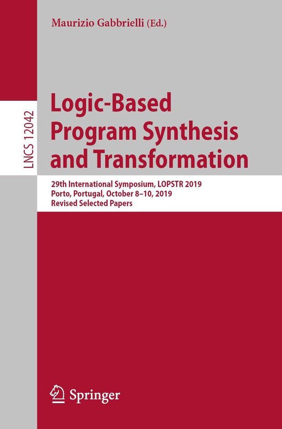 Lecture Notes In Computer Science 12042 Logic Based Program Synthesis