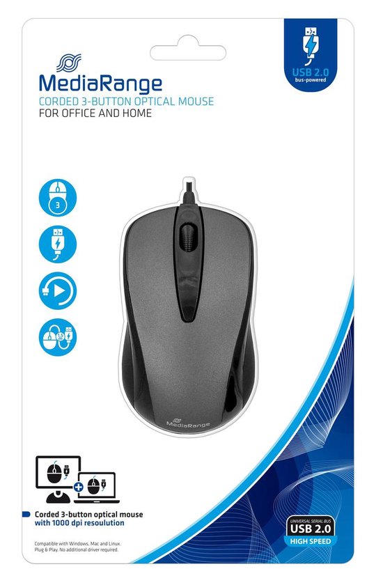MediaRange Optische 3-button muis USB | bol.com