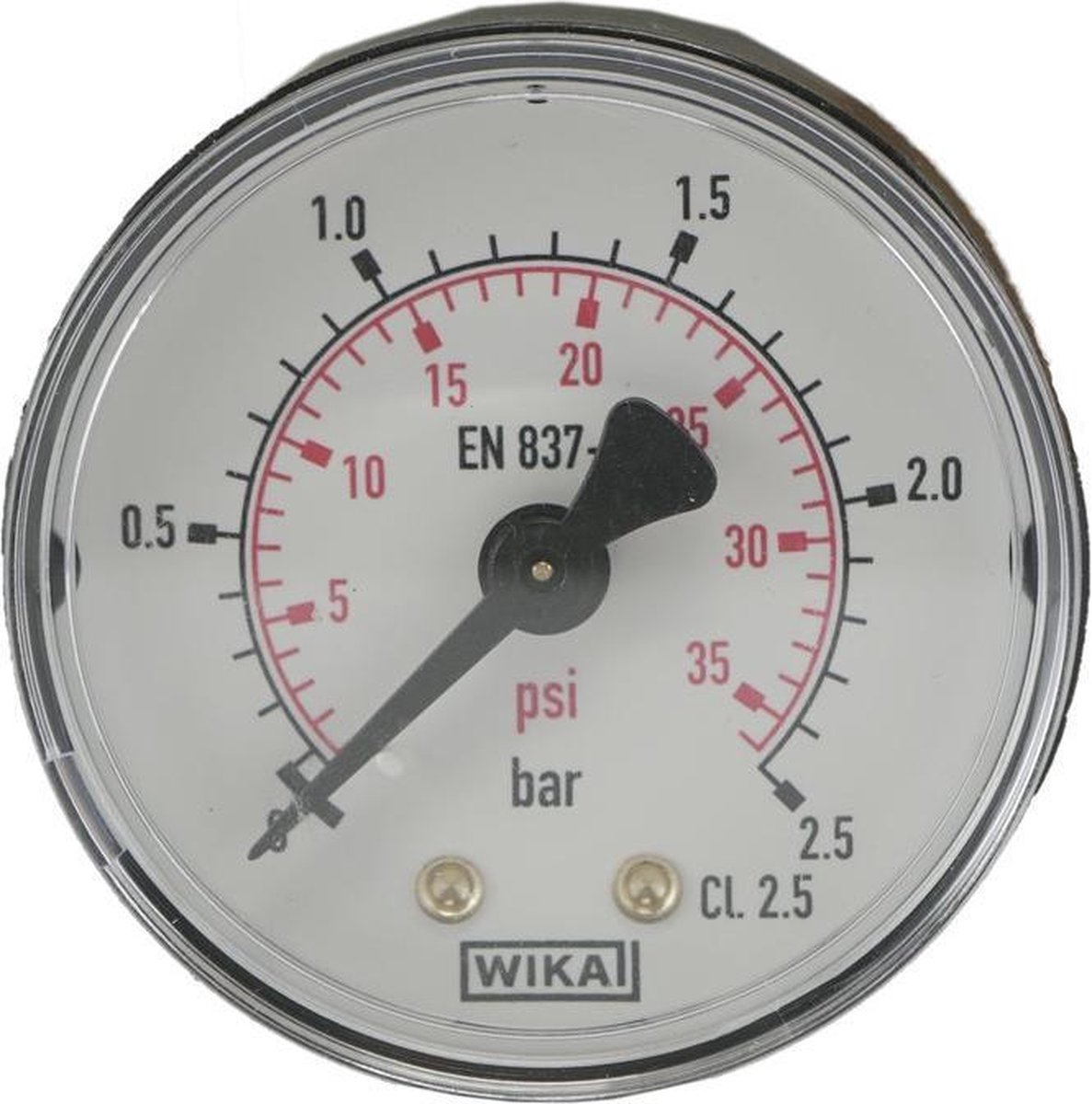 0..2.5 Bar Manometer Achteraansluiting Kunststof/Messing 50 mm Klasse 2 ...