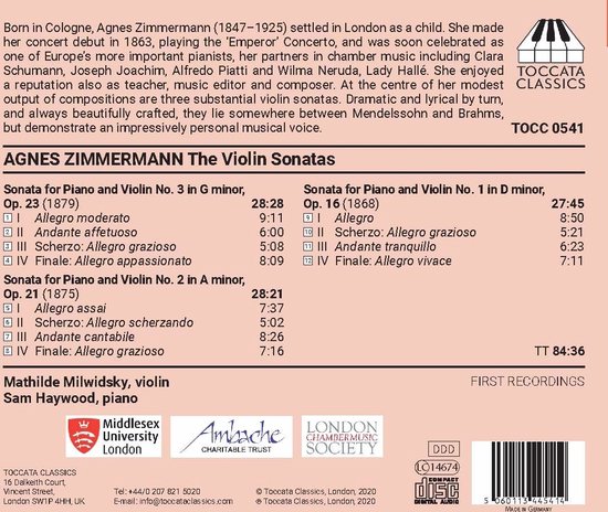 Mathilde Milwidsky & Sam Haywood - Zimmermann: The Violin Sonatas (CD ...