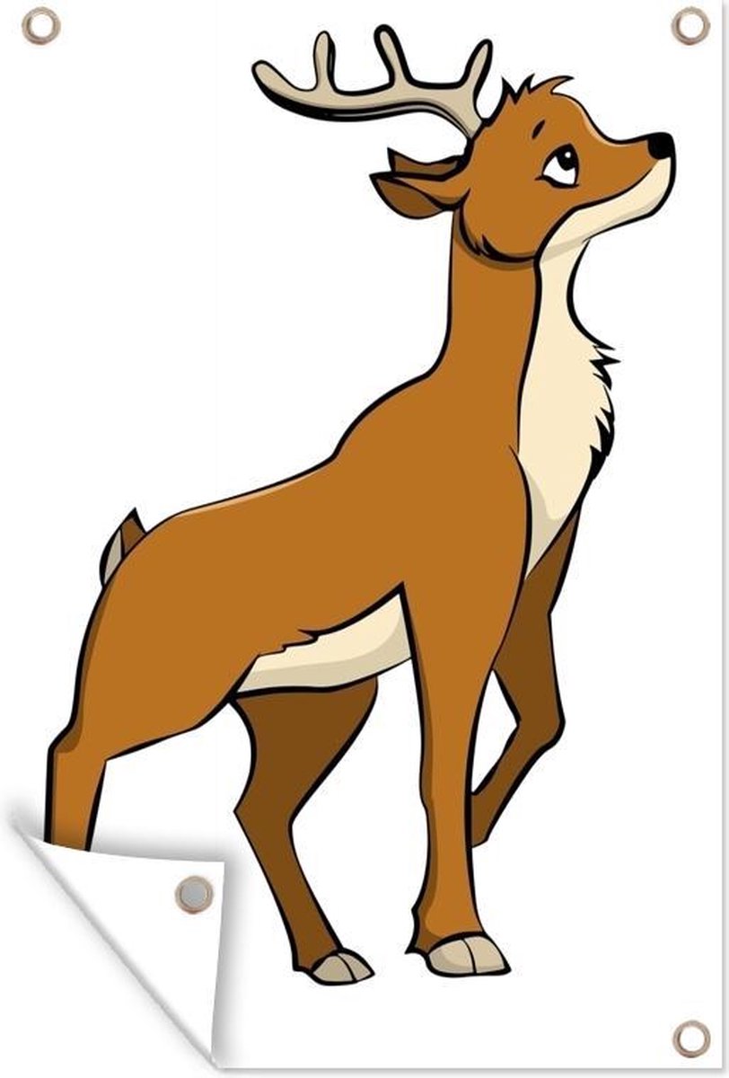 Tuinposters buiten Ingekleurde tekening van een reebok - 60x90 cm ...