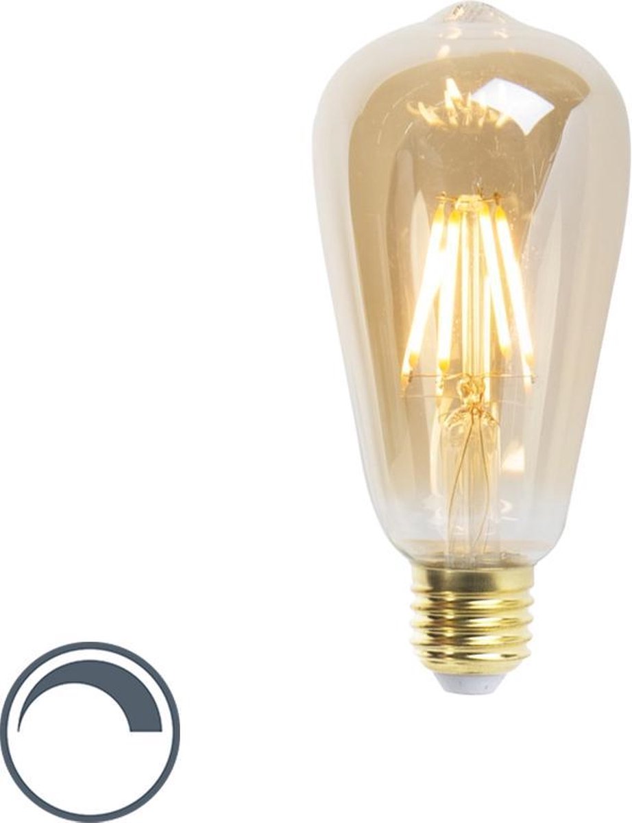 LUEDD E27 dimbare LED lamp ST64 goldline 5W 380 lm 2200K | bol