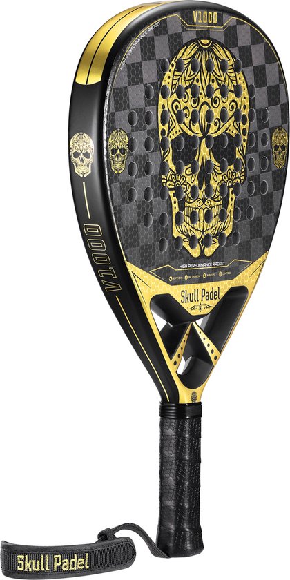 Skull Padel V1000 Goud - Padel Racket - Goud Zwart - Hybrid - 18K ...
