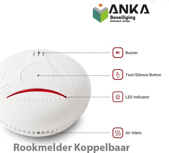 4-Pack ANKA Security Rookmelder met 10 jaar batterij Slimme koppelbare rookmelder 4... | bol