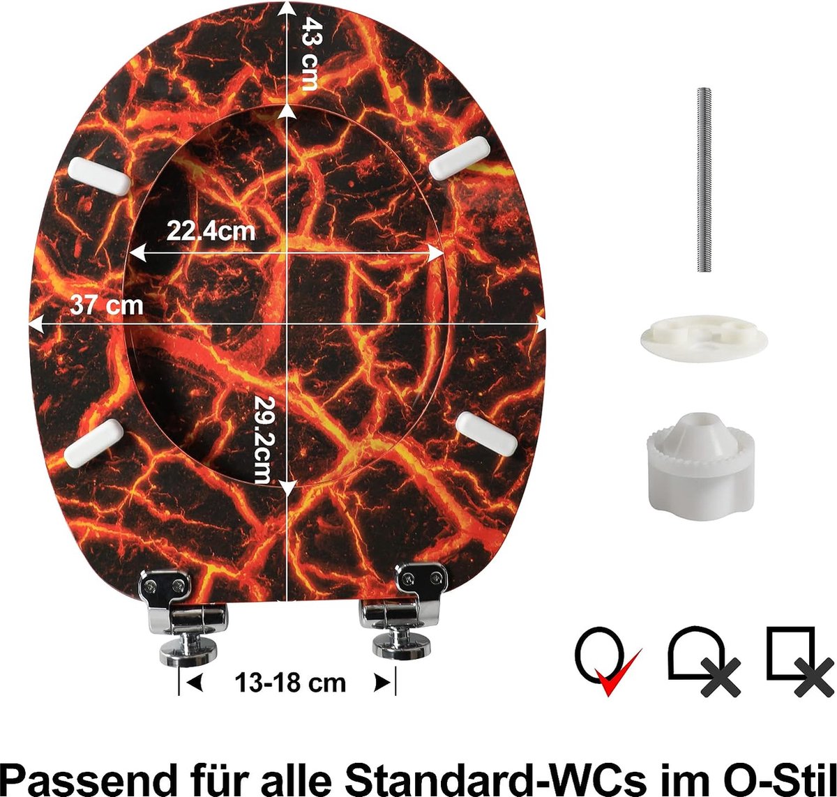 Toiletdeksel, wc-bril, houten deksel met softclosemechanisme, motieven ...