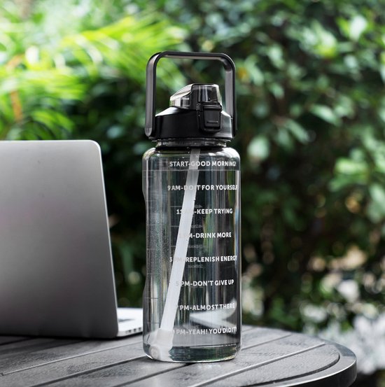 RevoGoodies Motivatie Waterfles 2 Liter met Tijdsmarkering - Drinkfles - 2L / 2000mL -... | bol