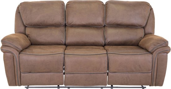 Saranda bank 3 persoons recliner PU kunstleer bruin. | bol