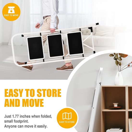 3-traps ladder, inklapbare trapladder met antislip pedaal, draagbare ...