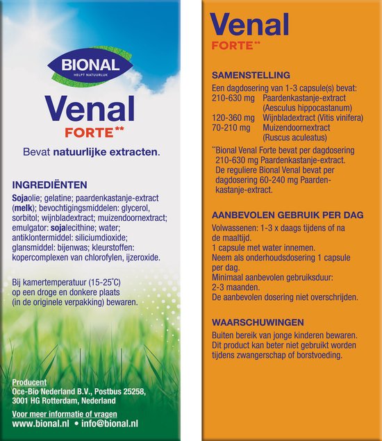 Bional Venal Forte - Supplement - Bij zware vermoeide benen ...
