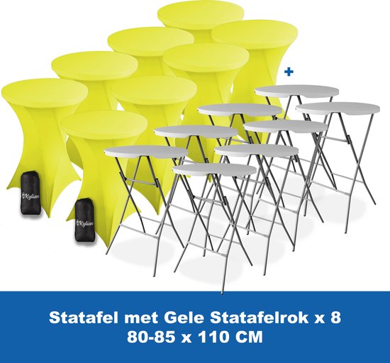 Statafel x 8 + Statafelrok Geel x 8 - ∅ 80-85 x 110 cm – Statafels ...