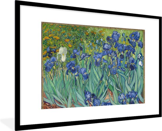 Fotolijst incl. Poster - Irissen - Vincent van Gogh - 120x80 cm - Posterlijst | bol